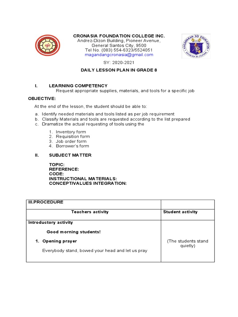 Lesson Plan For Eim | PDF | Inventory | Revenue