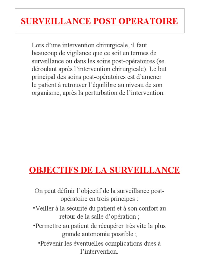 Surveillance Post Operatoire | PDF