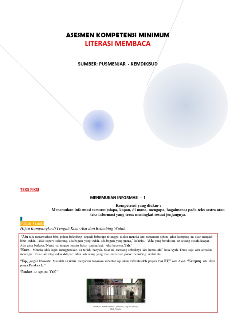 Akm Literasi Membaca Pusmenjar | PDF