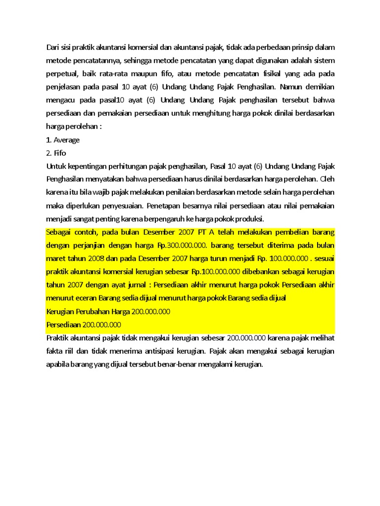 Contoh Tax Planning Dalam Hal Persediaan | PDF