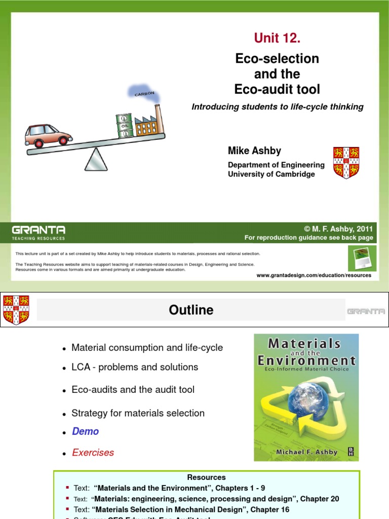 Eco-Selection and The Eco Audit Tool - Lecture Unit 12 | PDF | Life ...