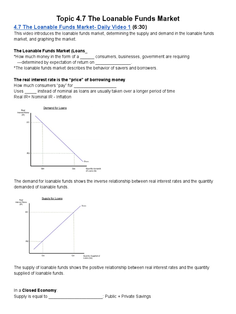 4.7 Loanable Funds Market & Unit 4 Review | PDF | Loanable Funds ...