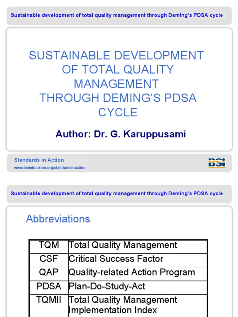 Deming-PDSA | Quality Management | Sustainability