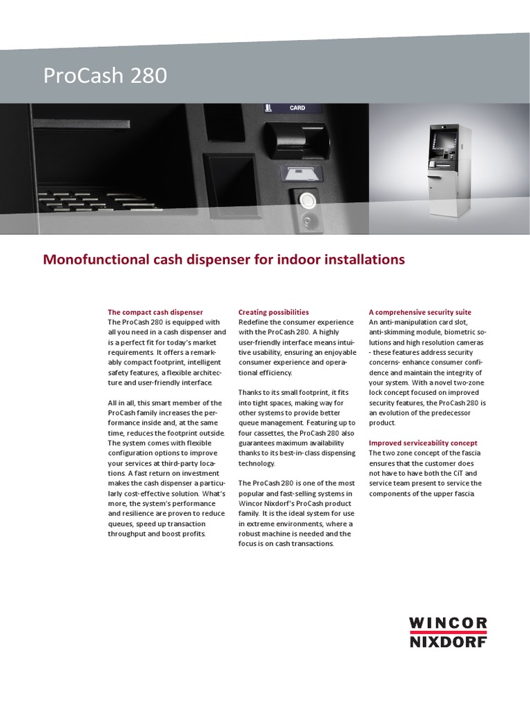 Procash 280: Monofunctional Cash Dispenser For Indoor Installations ...