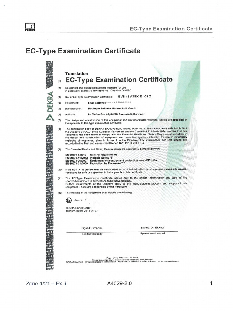 BVS 13 Atex E108 X | PDF