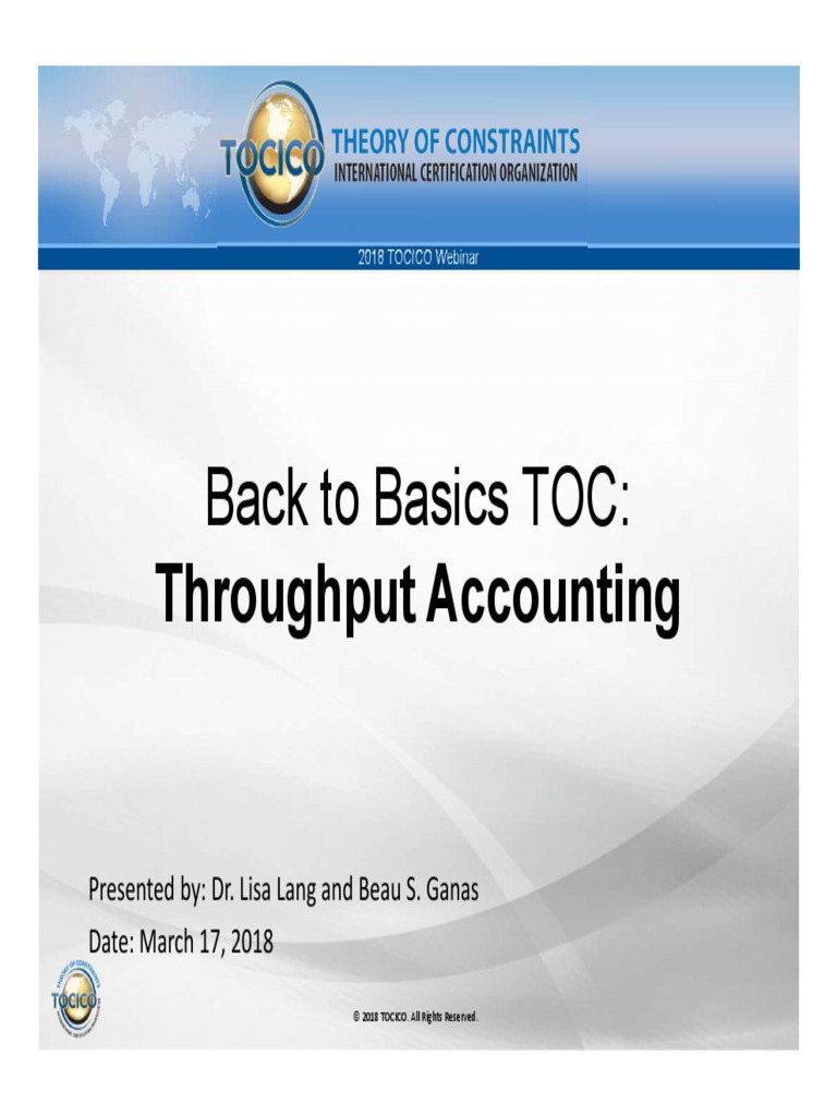 Back To Basics TOC:: Throughput Accounting | PDF | Cost Accounting ...