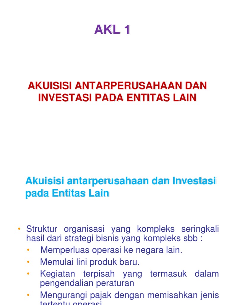 Akl 1 Materi 1 (Akuisisi Investasi Perush Lain) | PDF
