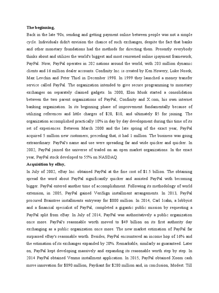 Brief History of PayPal | PDF | Pay Pal | Business
