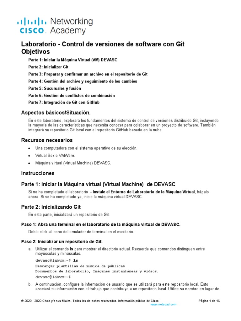 3.3.11 Lab - Software Version Control With Git | PDF | Virtualización | Control de versiones