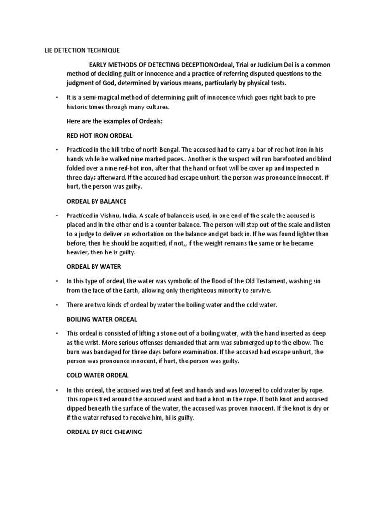 Lie Detection Technique | PDF | Lie | Physiology