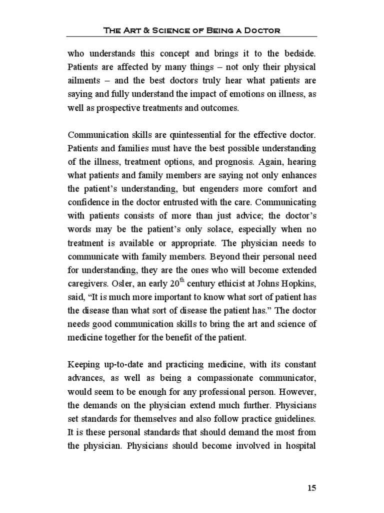 The Art & Science of Being A Doctor | PDF