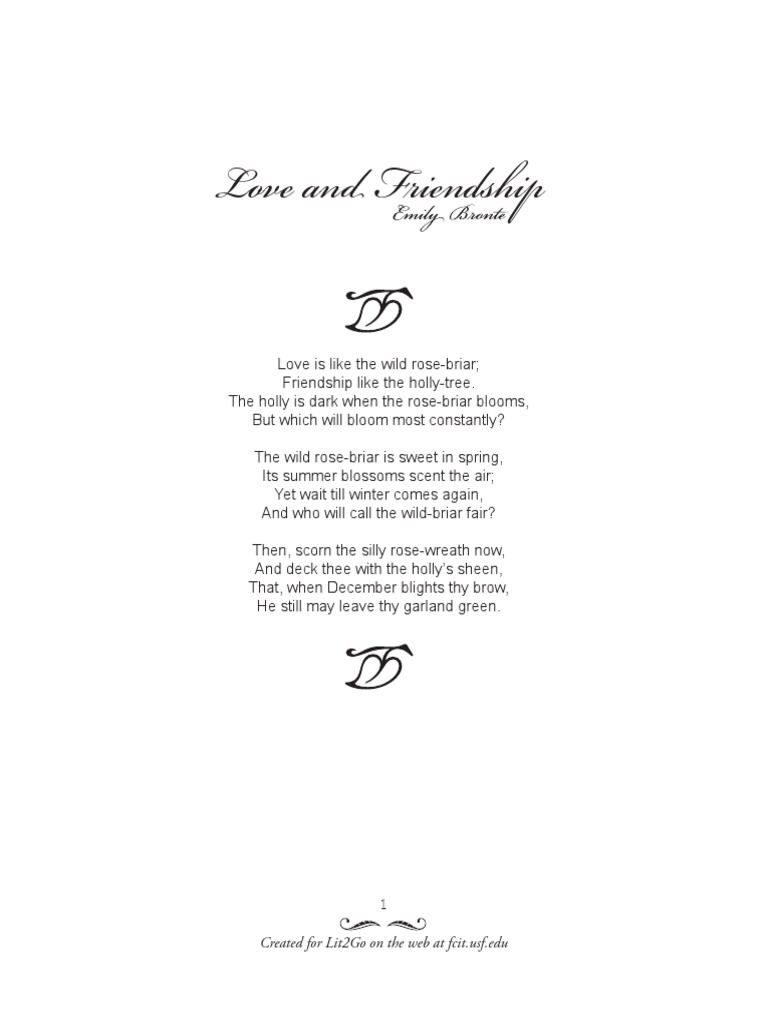 Poems of Emily Bronte 011 Love and Friendship | PDF