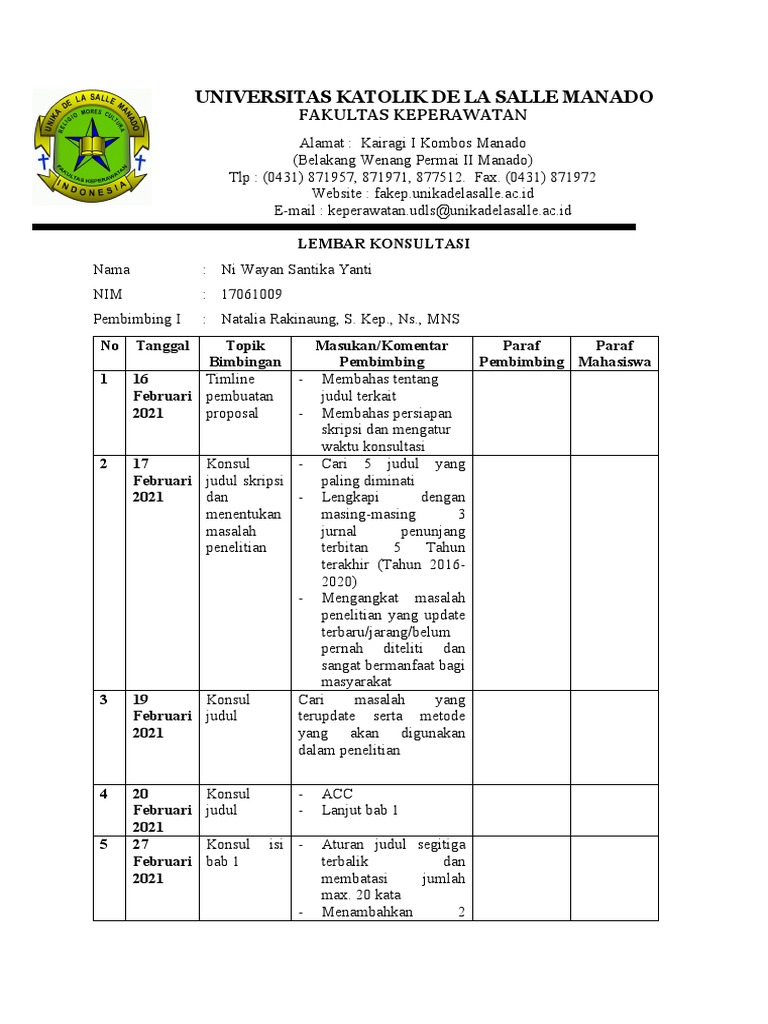 Lembar Konsul Skripsi Dospem 1 | PDF