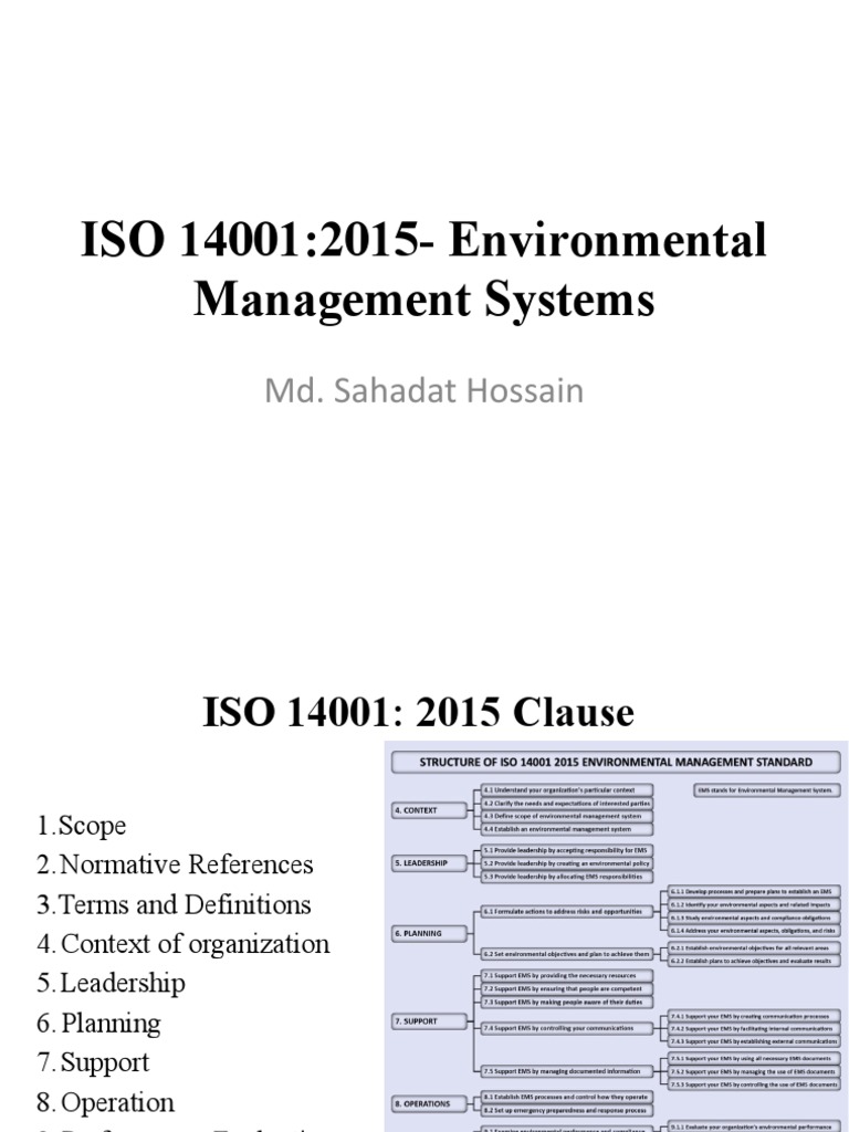 ISO 14001:2015-Environmental Management Systems: Md. Sahadat Hossain ...