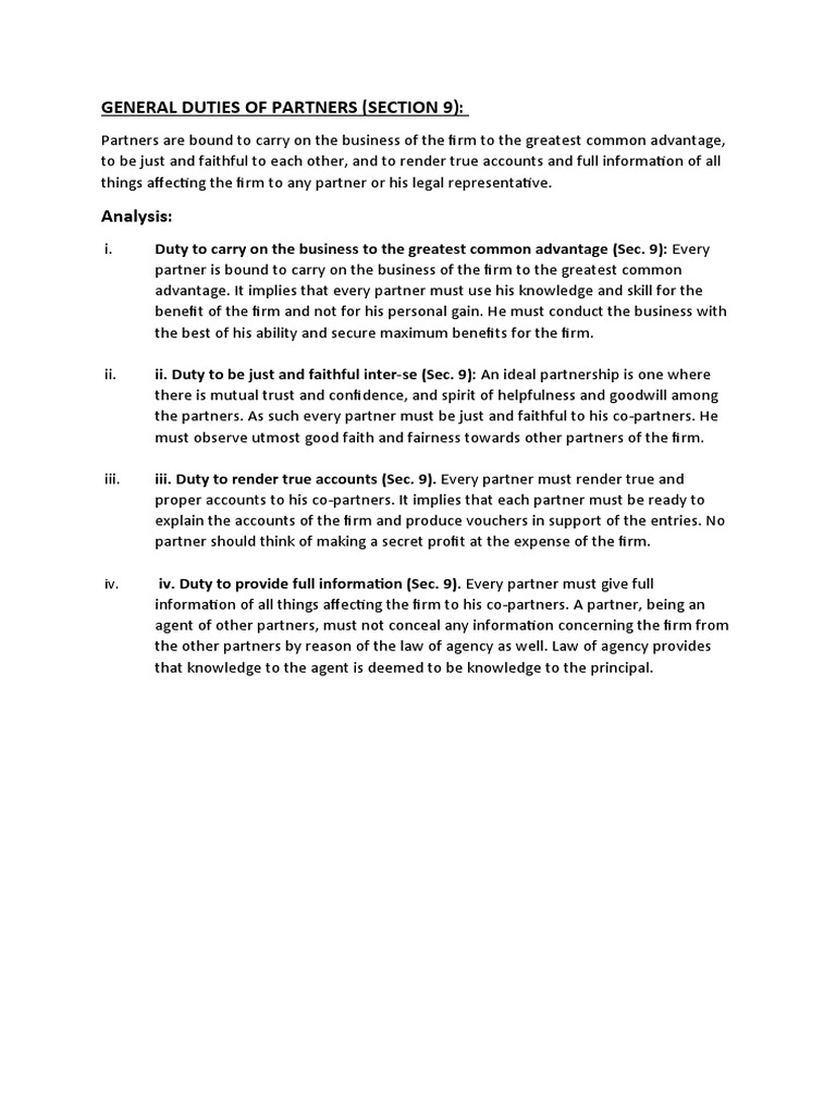 General Duties of Partners | PDF