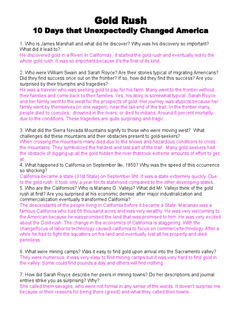 Gold Rush Video Guide | PDF | Gold Rushes | California