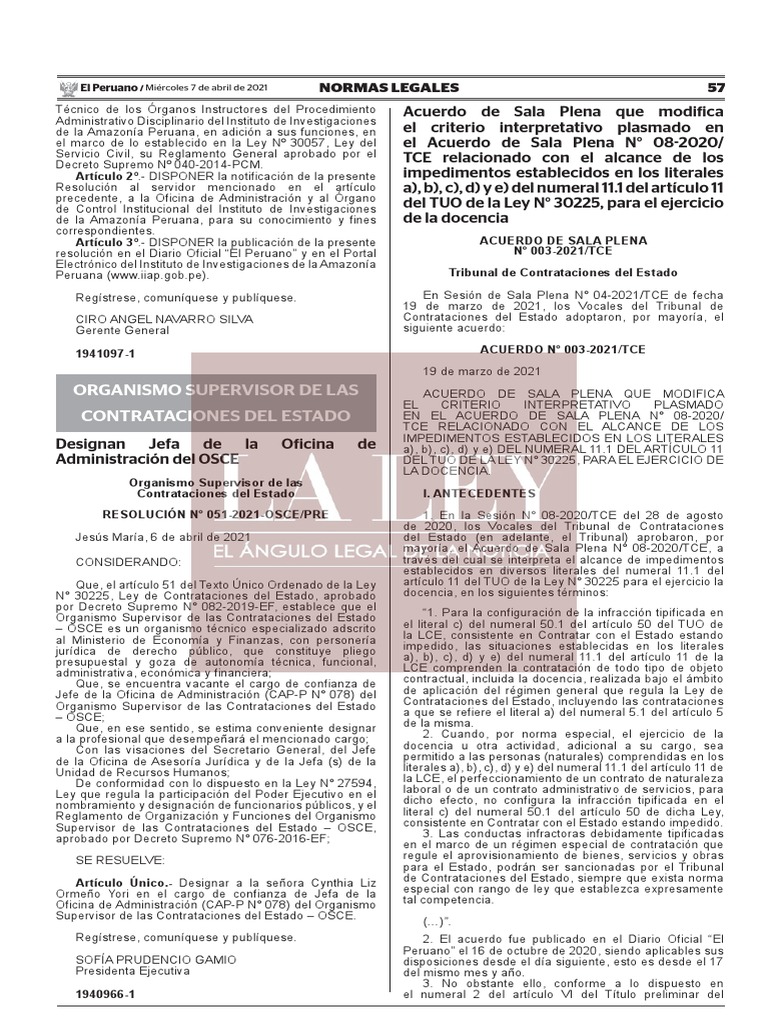 Acuerdo de Sala Plena Que Modifica El Criterio Interpretativ Acuerdo No 003 2021tce 1941111 1 ...