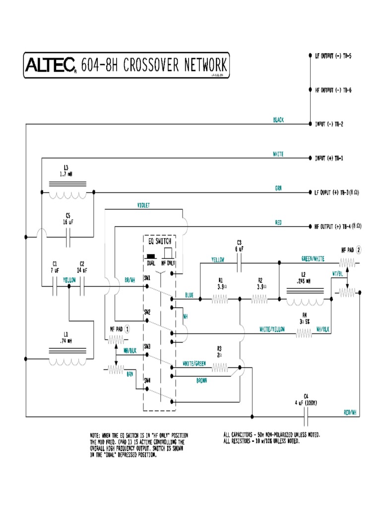 Altec 604 8h Crossover Schematic | PDF | Computers