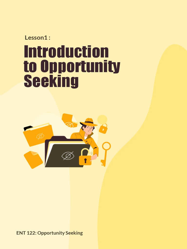 Lesson 1 Introduction To Opportunity Seeking | PDF | Entrepreneurship ...
