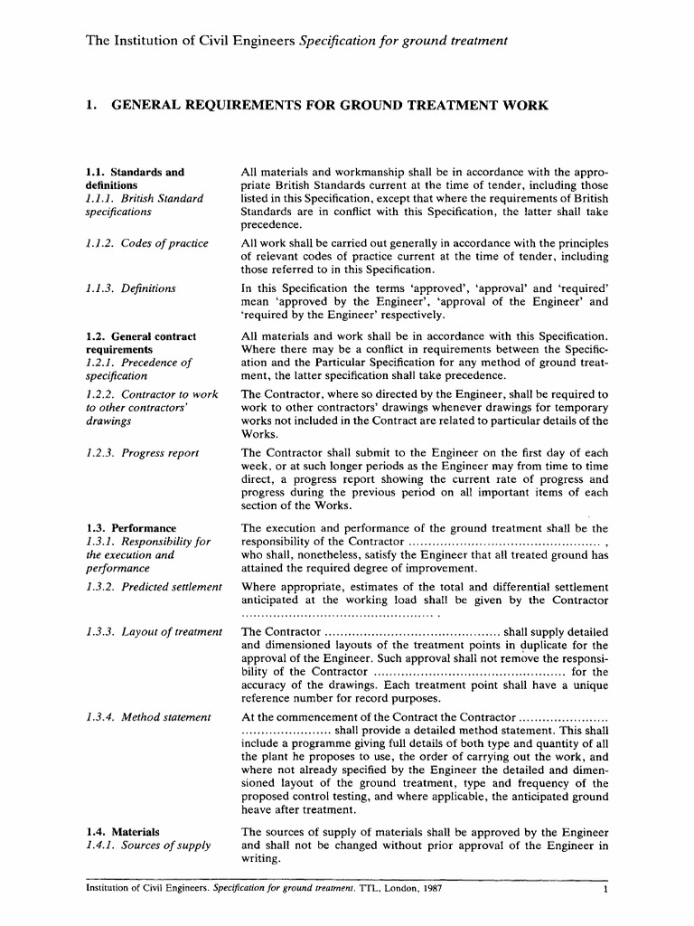 The Institution of Civil Engineers Specification For Ground Treatment ...