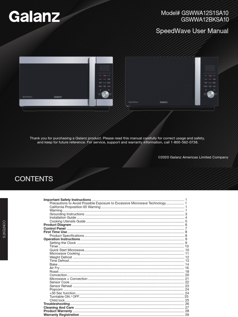 Speedwave User Manual: Model# Gswwa12S1Sa10 Gswwa12Bksa10 | PDF | Ac ...