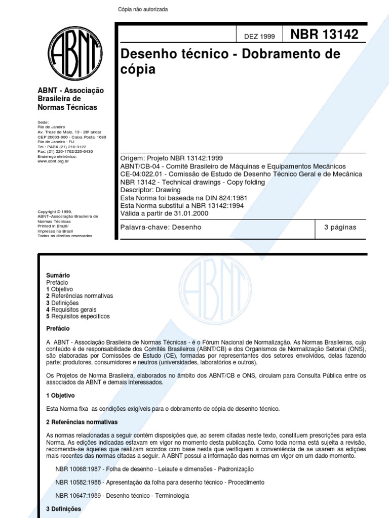 NBR 13142 - Desenho Tecnico - Dobramento de | PDF