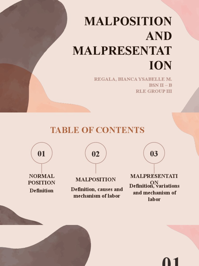 Malposition AND Malpresentat ION: Regala, Bianca Ysabelle M. BSN Ii - B ...