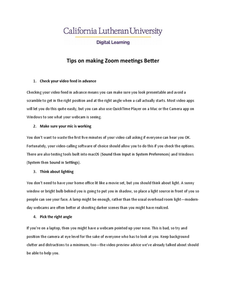 Enhance Your Zoom Meetings Tips | PDF | Videotelephony | Mobile App