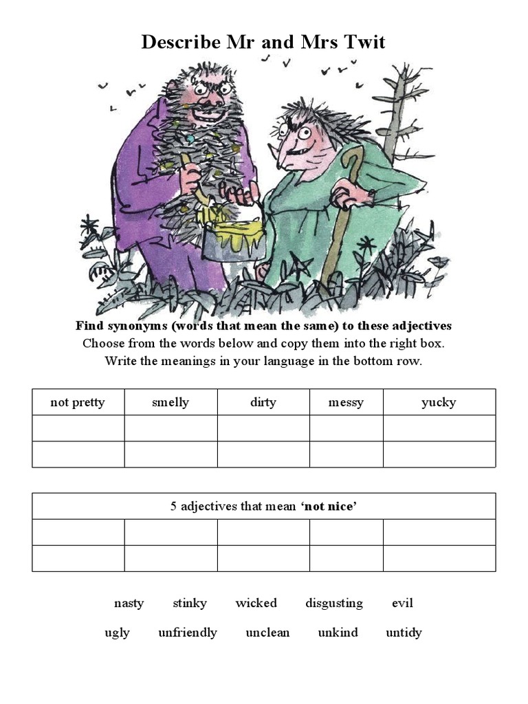 Describe MR and Mrs Twit - 10 Synonyms | PDF