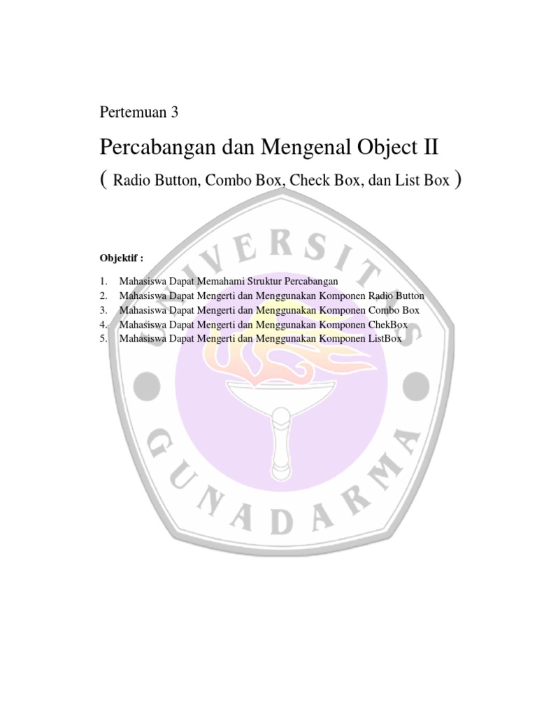Pertemuan 3 Percabangan Dan Mengenal Object II | PDF