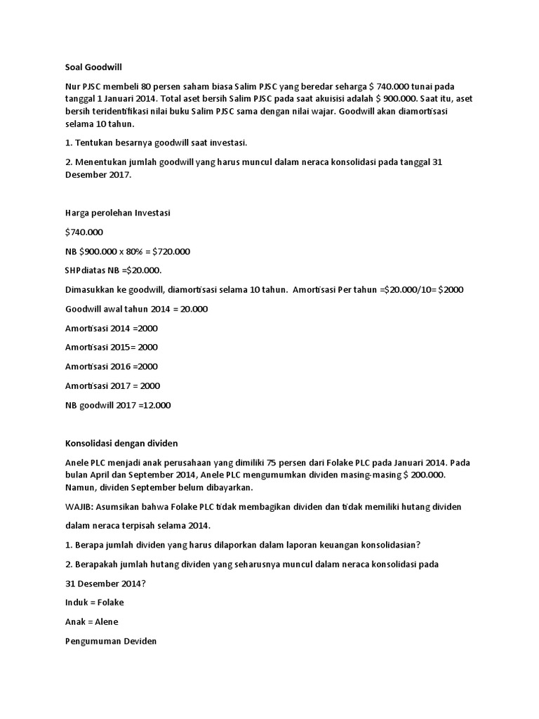Soal Goodwill | PDF