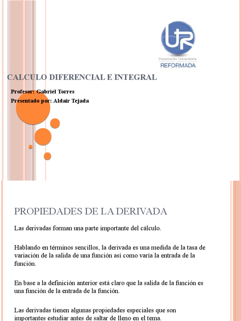 Propiedades de La Derivada U Otros Conceptos | PDF | Derivado | Función ...