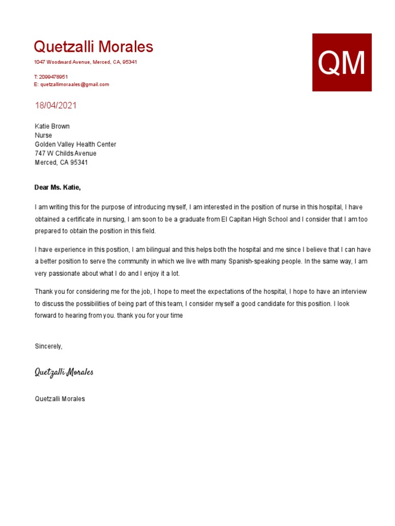 Cover Letter Template 1 - Initials | PDF | Career & Growth | Wellness