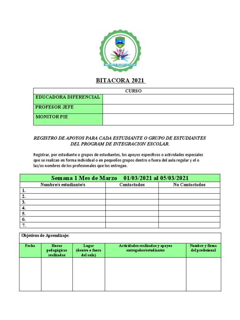 Bitacora en Blanco Modelo | PDF