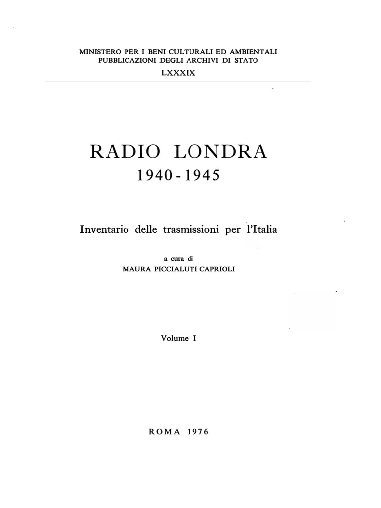 Radio Londra Catalogo (Parte 1) | PDF