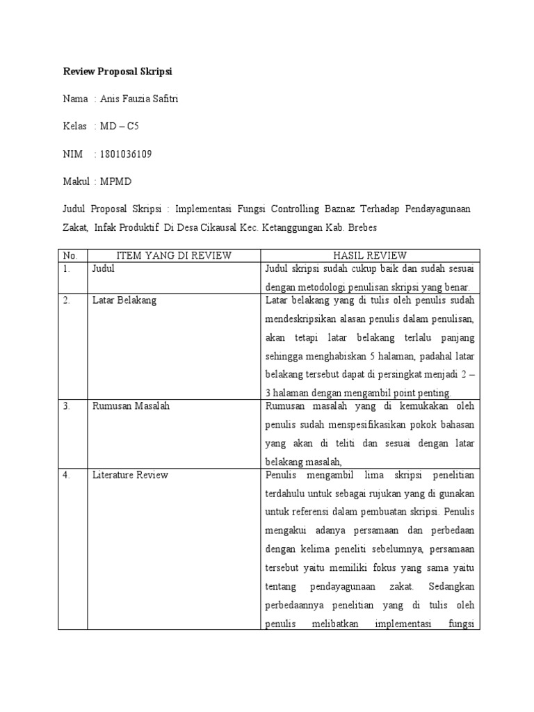Review Proposal Skripsi | PDF
