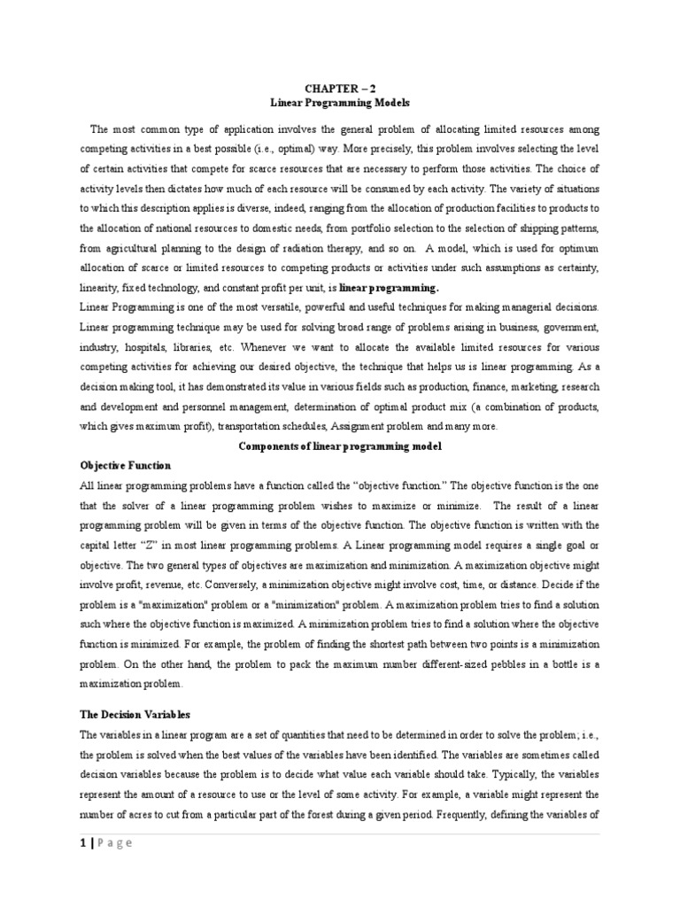 Operations Research Chapter 2 Pdf Linear Programming Mathematical 9521