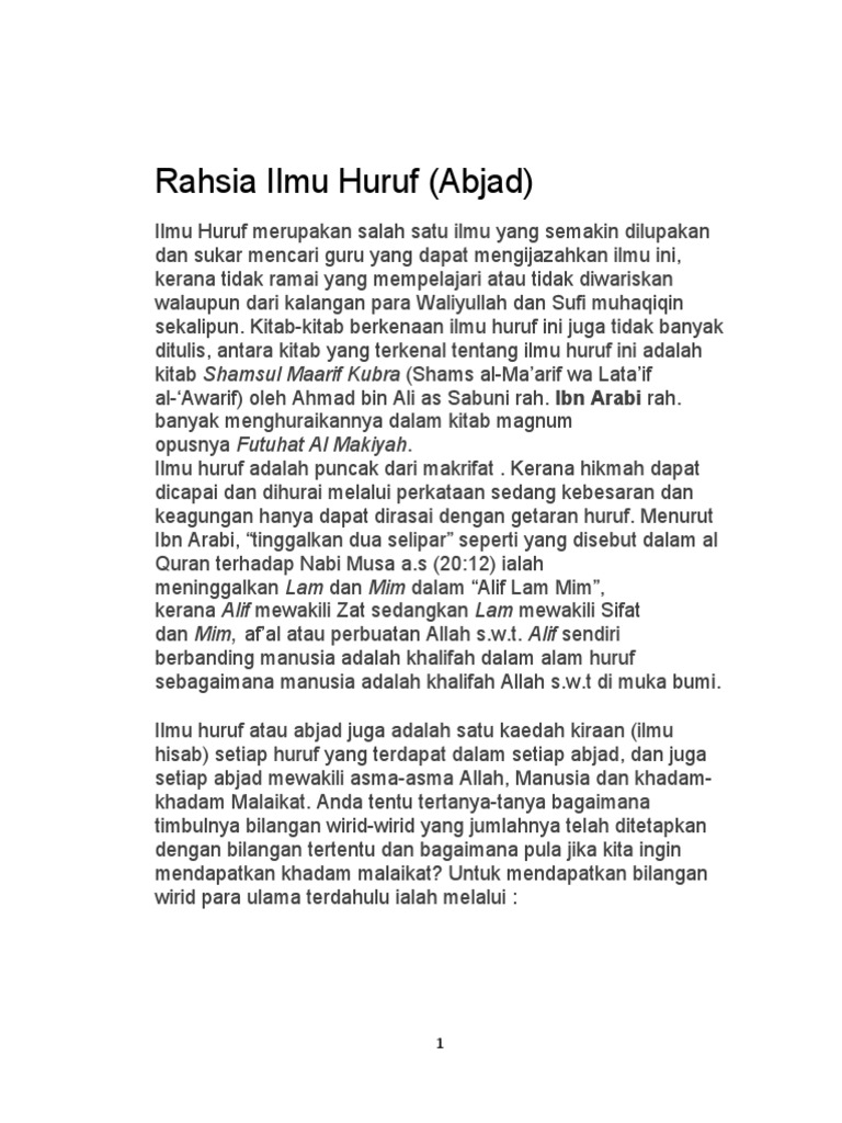 Rahsia Ilmu Huruf Abjad | PDF