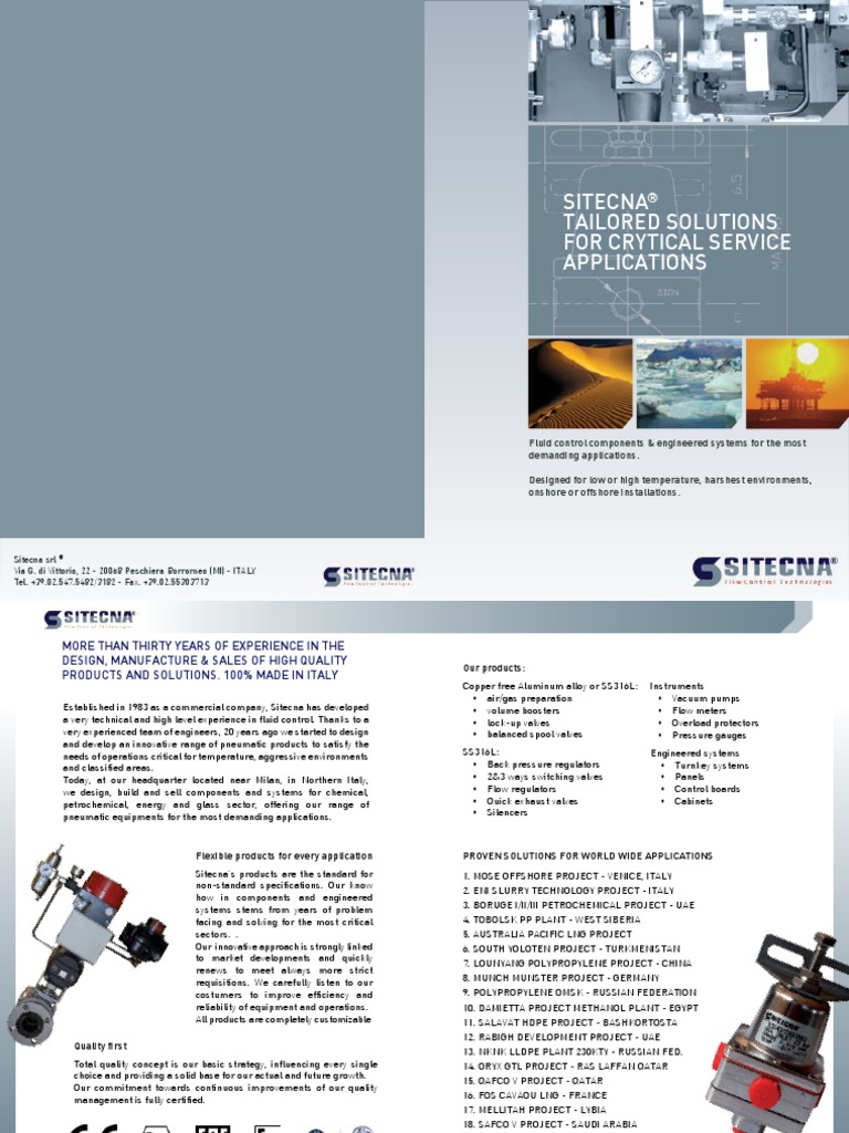 Sitecna Tailored Solutions For Crytical Service Applications | PDF ...