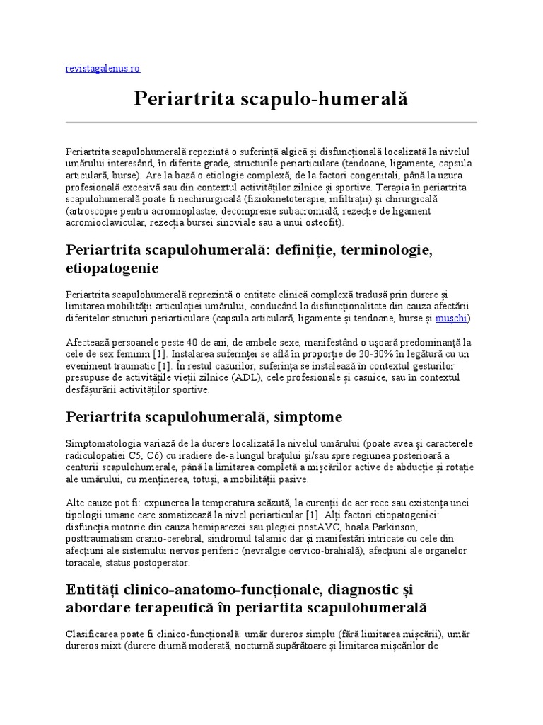 Periartrita Scapulo-Humerala | PDF