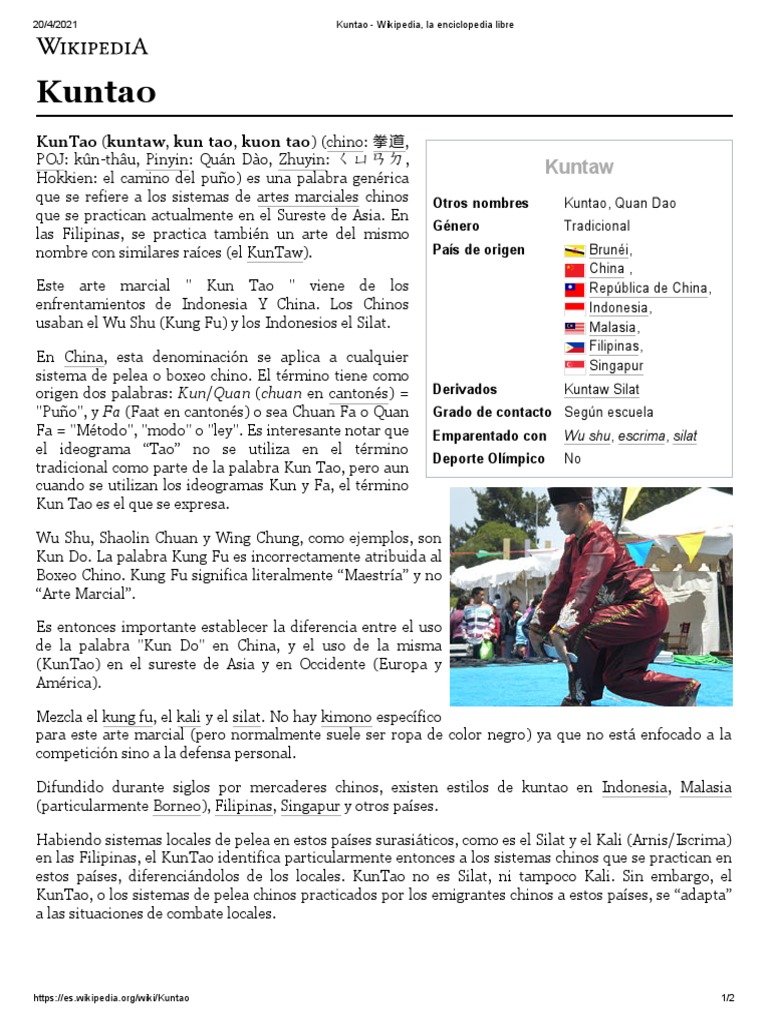 Kuntao | PDF | Artes marciales del este asiático | Aficiones
