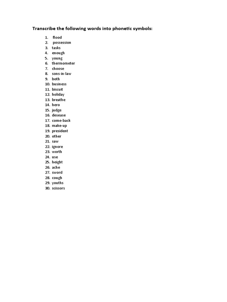 Transcription of Words | PDF