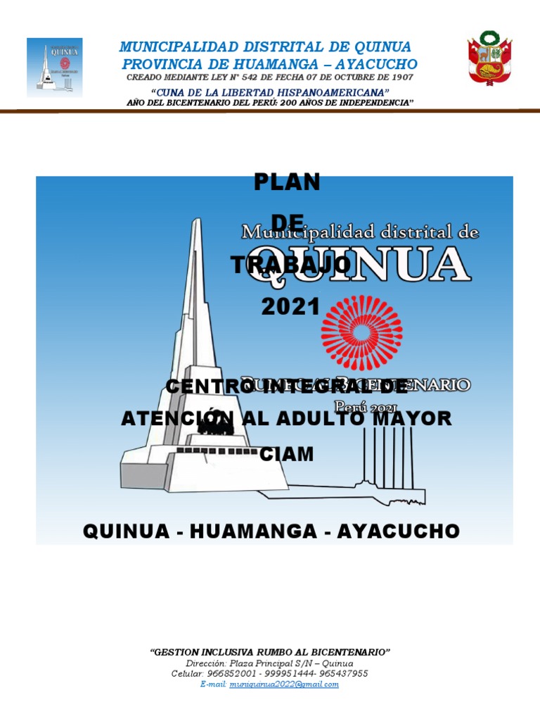 Plan Ciam - Quinua 2021 | PDF | Vejez | Perú
