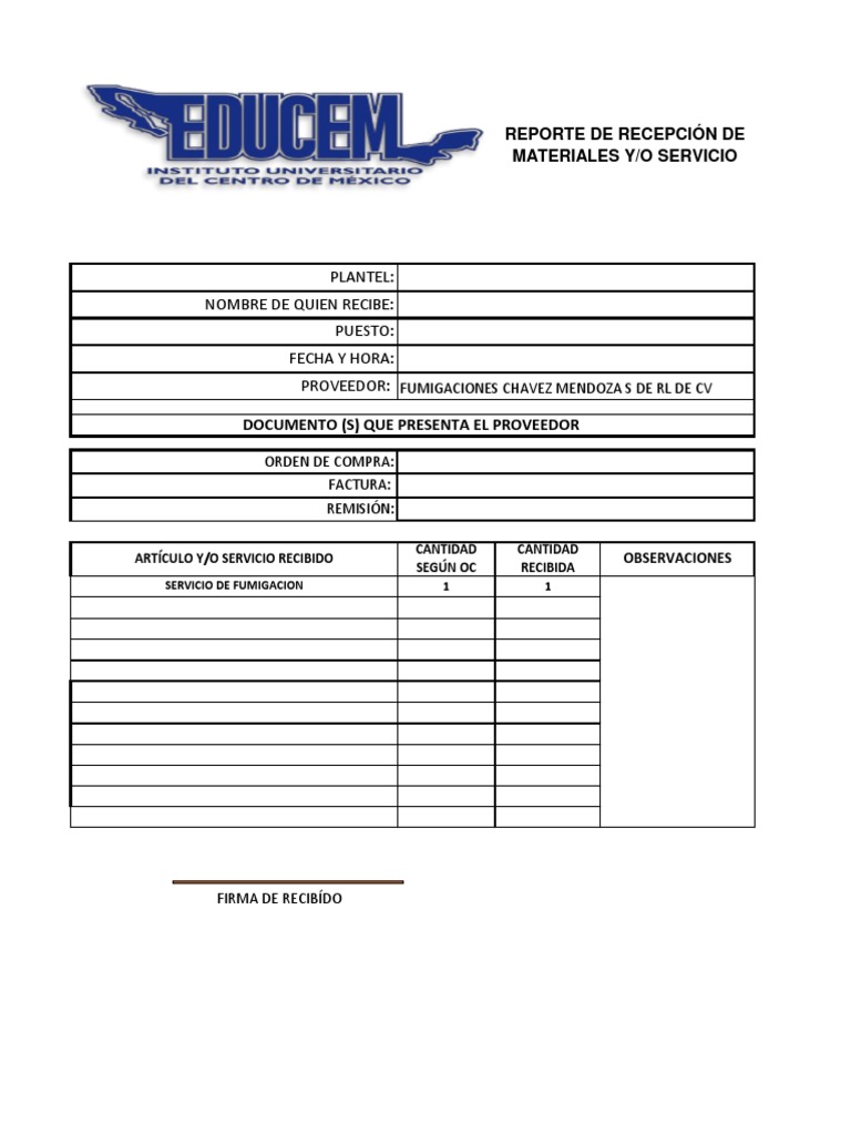 Recepción de Material | PDF