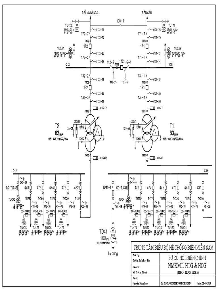 Diagram of a Power Substation Layout with Component Labels and ...