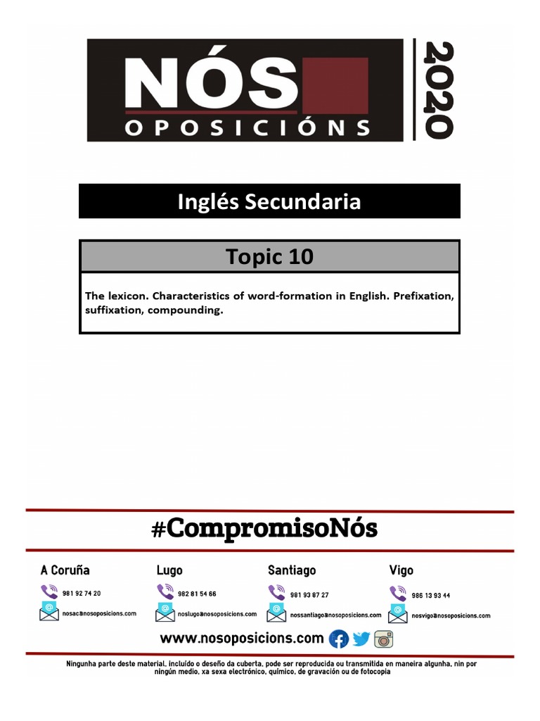Inglés Secundaria: Topic 10 | PDF | Dictionary | Noun