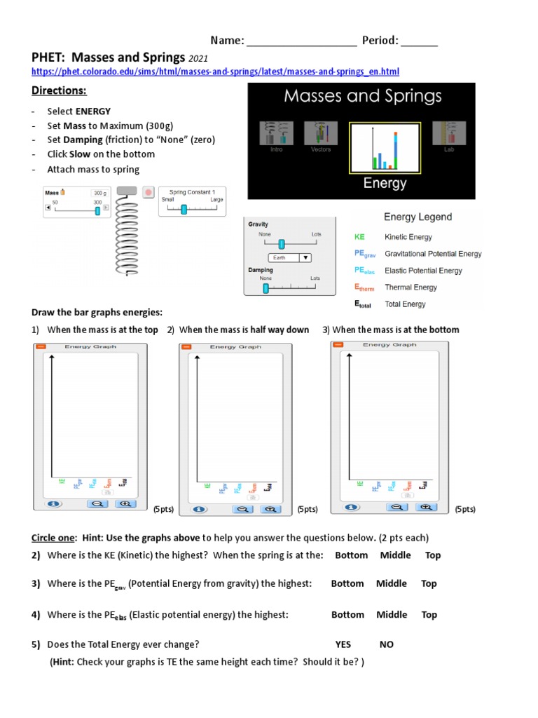 CHRISTINE - Masses & Springs Lab PHet 2021 | PDF | Mass | Potential Energy