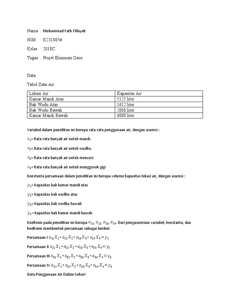 Project Komputasi Eliminasi Gauss | PDF