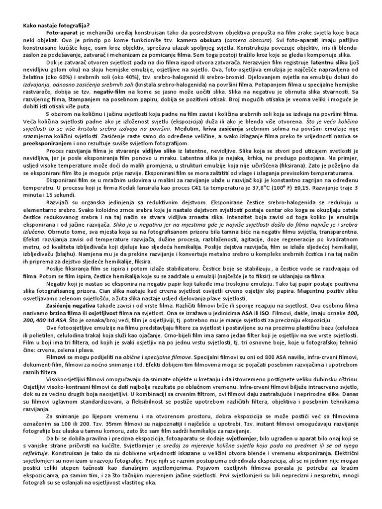 Kako Nastaje Fotografija | PDF