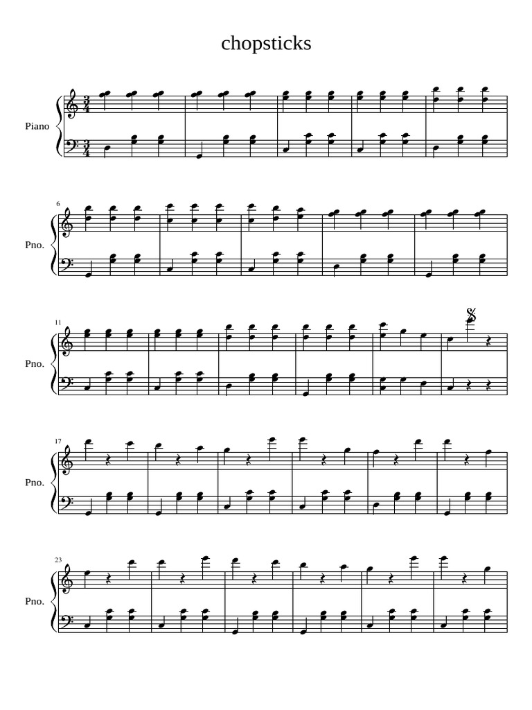 Chopsticks Piano Sheet Music | PDF